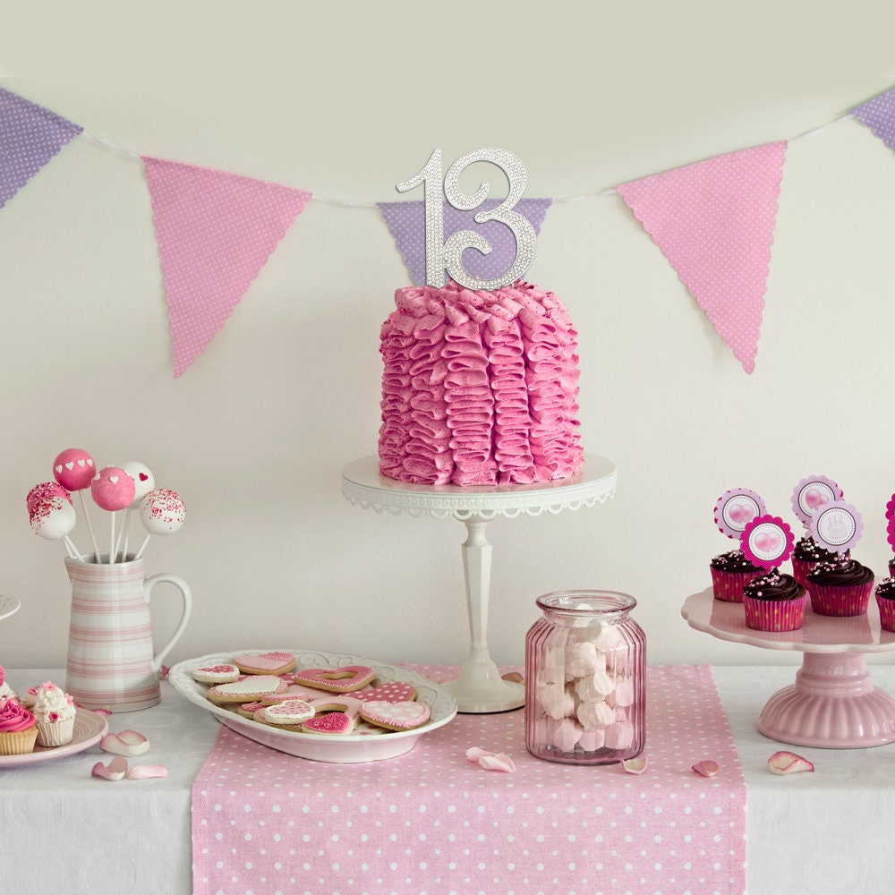 13 Birthday Cake Topper | SILVER Number Thirteen | 13th Birthday Party ...