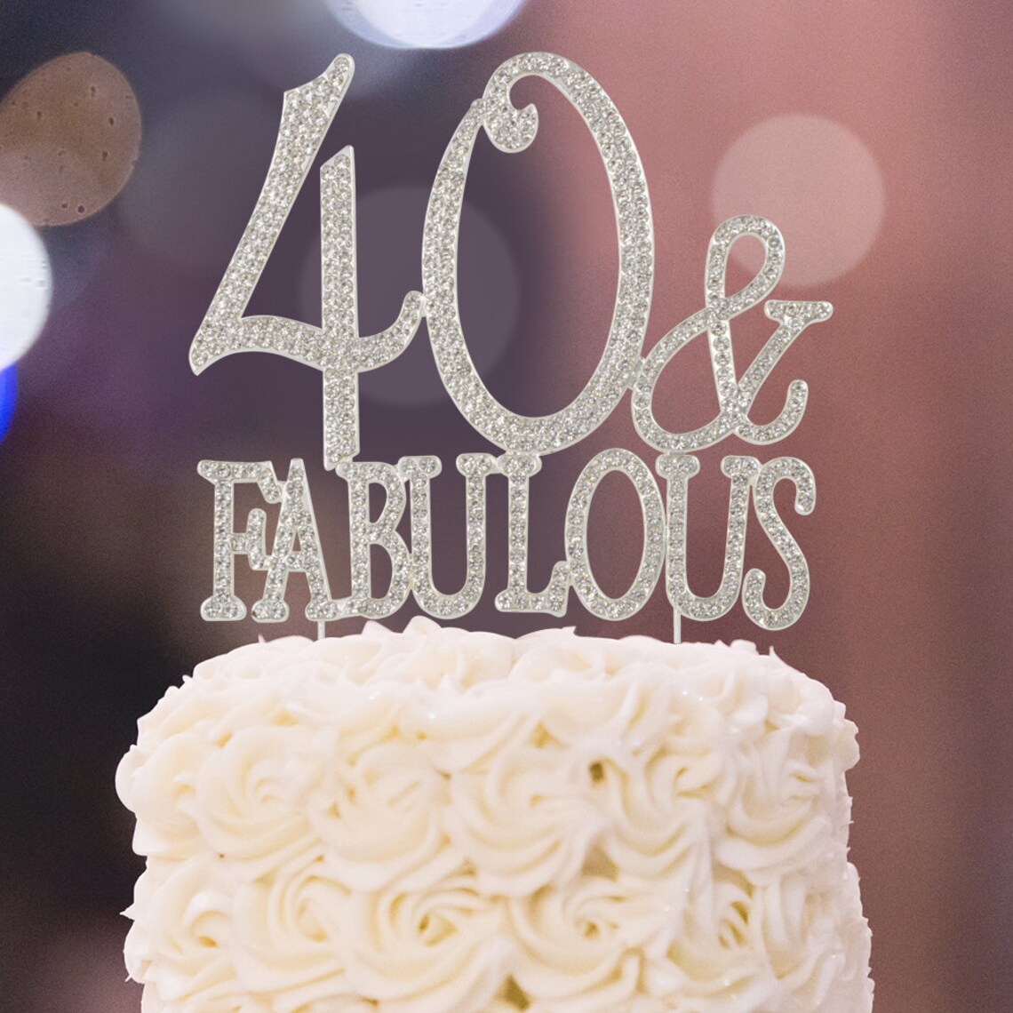 40 Birthday Cake Topper 40 and Fabulous SILVER 40 Sparkly | Etsy
