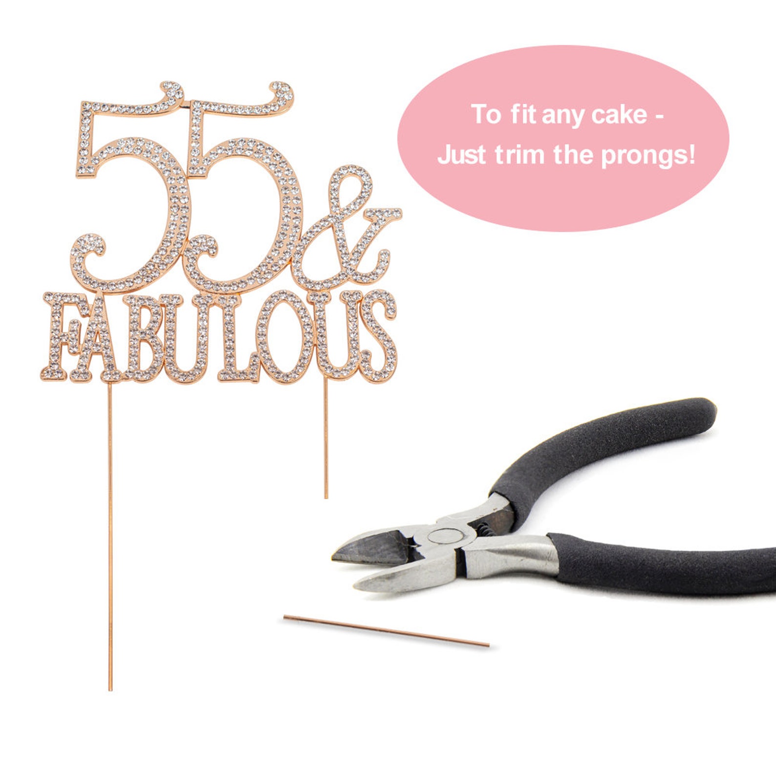 55 Birthday Cake Topper 55 and Fabulous ROSE GOLD Fun 55th - Etsy
