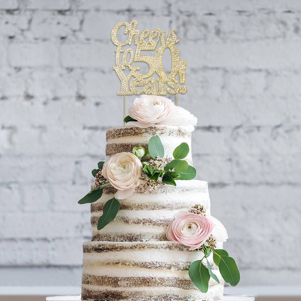 50 Cake Topper GOLD Cheers to 50 Years Cake Topper 50th - Etsy