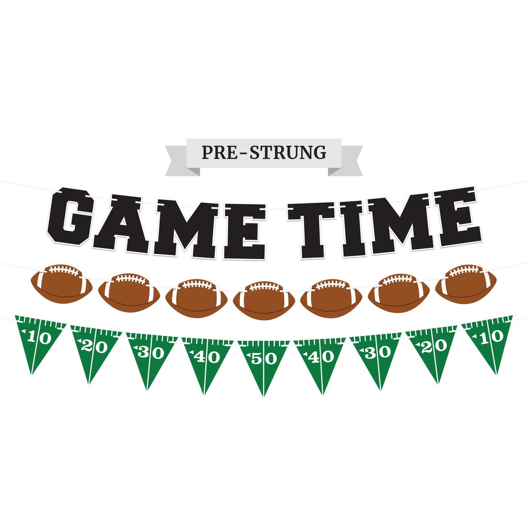 Pre-strung Game Time Football Banner - NO DIY - Football Party Banner ...
