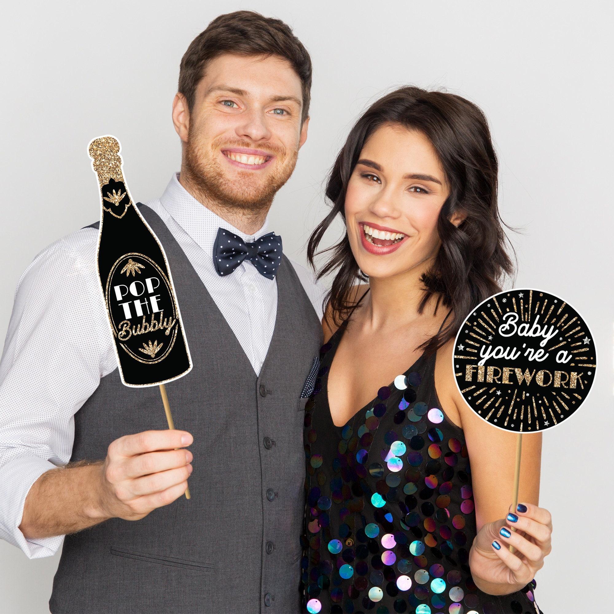 New Years Eve Photo Booth Props | FULLY ASSEMBLED | Real Gold and ...