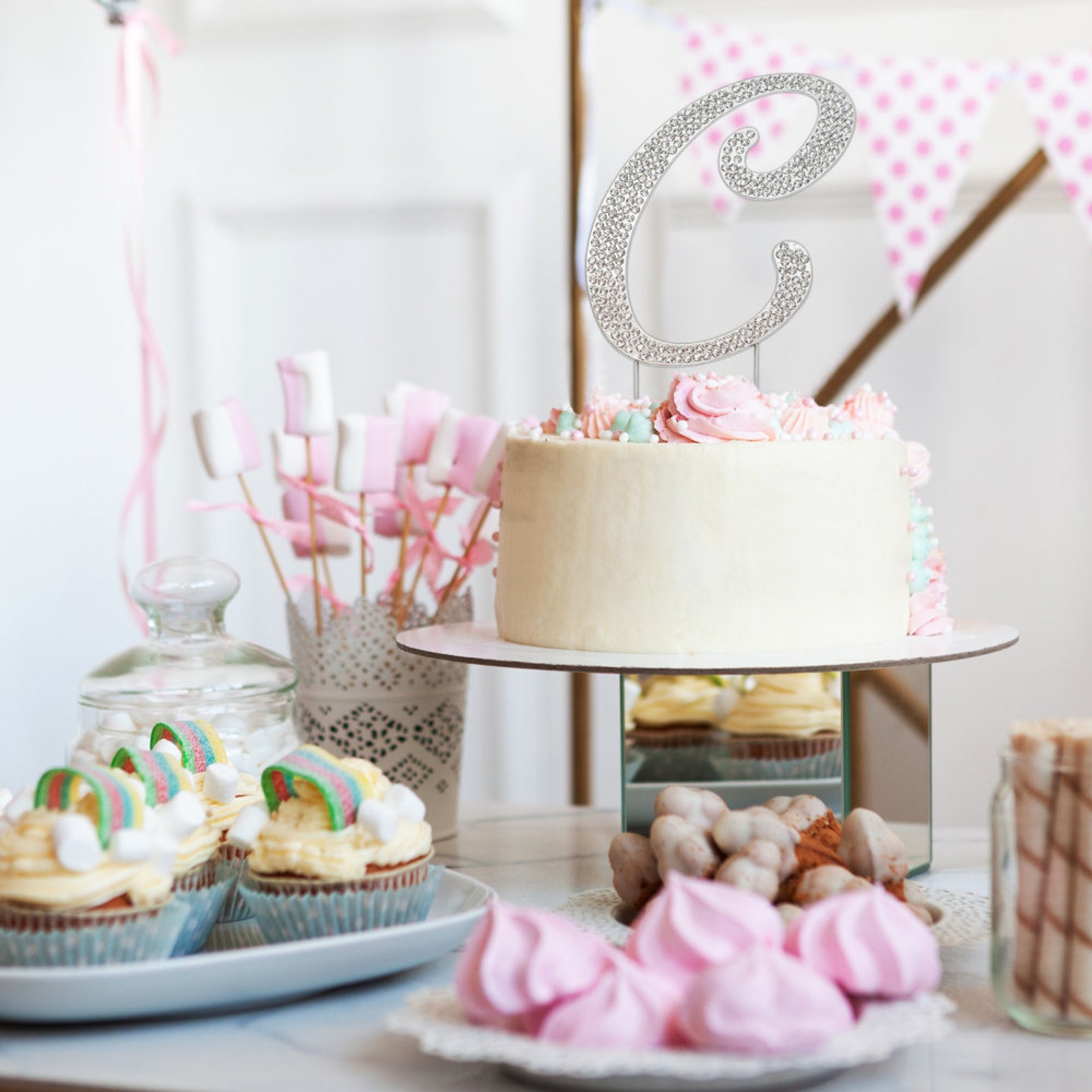 Letter "c" Birthday Cake Topper | C Wedding Cake Topper | SILVER Letter ...