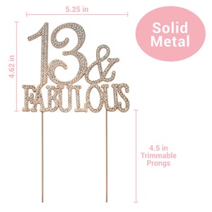 13 Birthday Cake Topper - 13 and Fabulous - ROSE GOLD Number 13 Cake ...