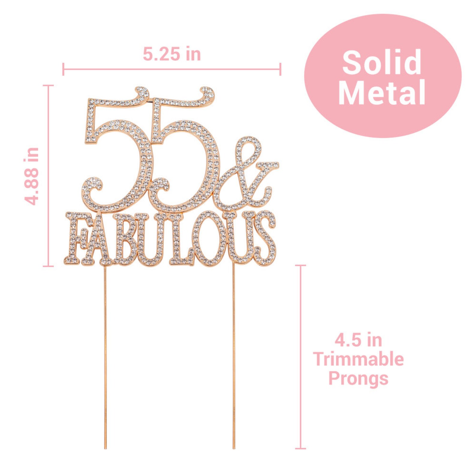 55 Birthday Cake Topper 55 and Fabulous ROSE GOLD Fun 55th | Etsy