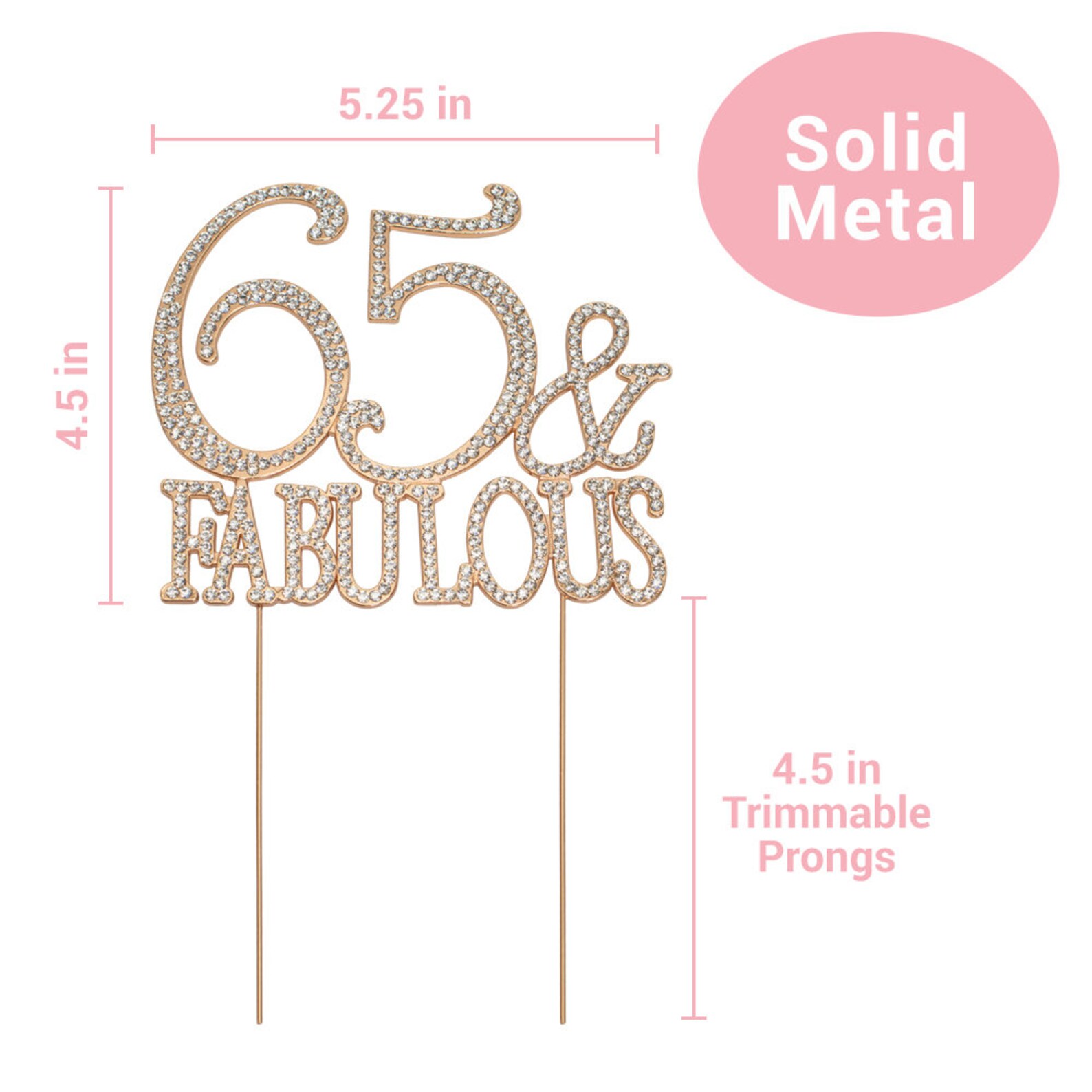 65 Birthday Cake Topper | 65 & Fabulous Cake Topper | ROSE GOLD Happy ...