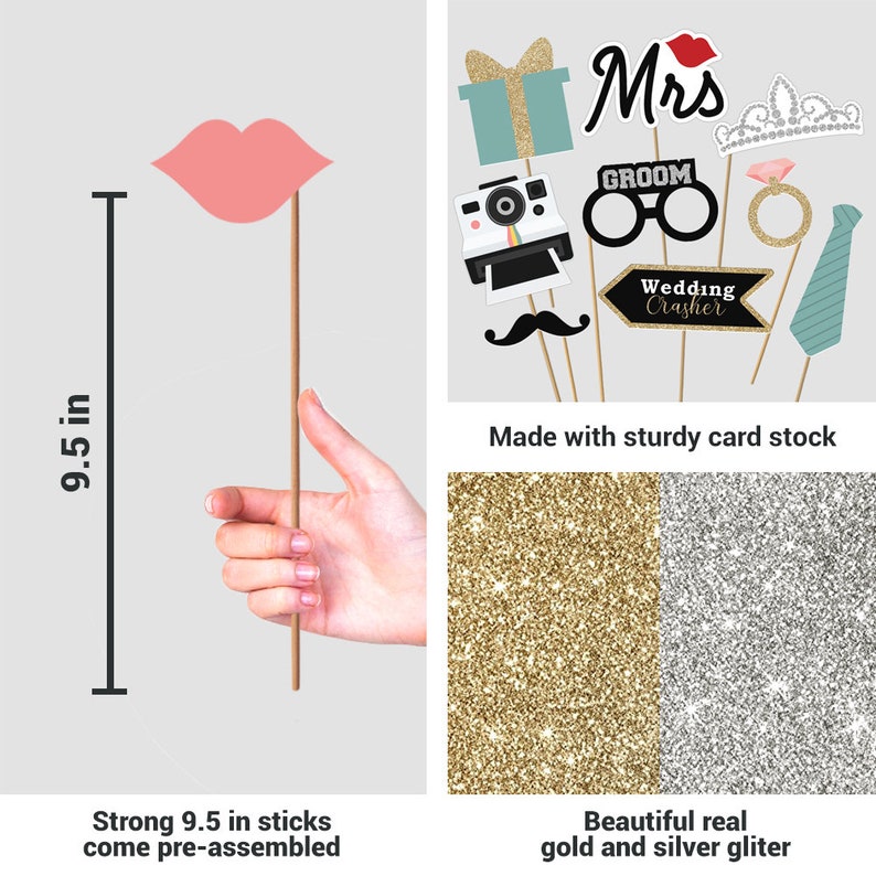 Wedding Photo Booth Props FULLY ASSEMBLED Gold Pink - Etsy