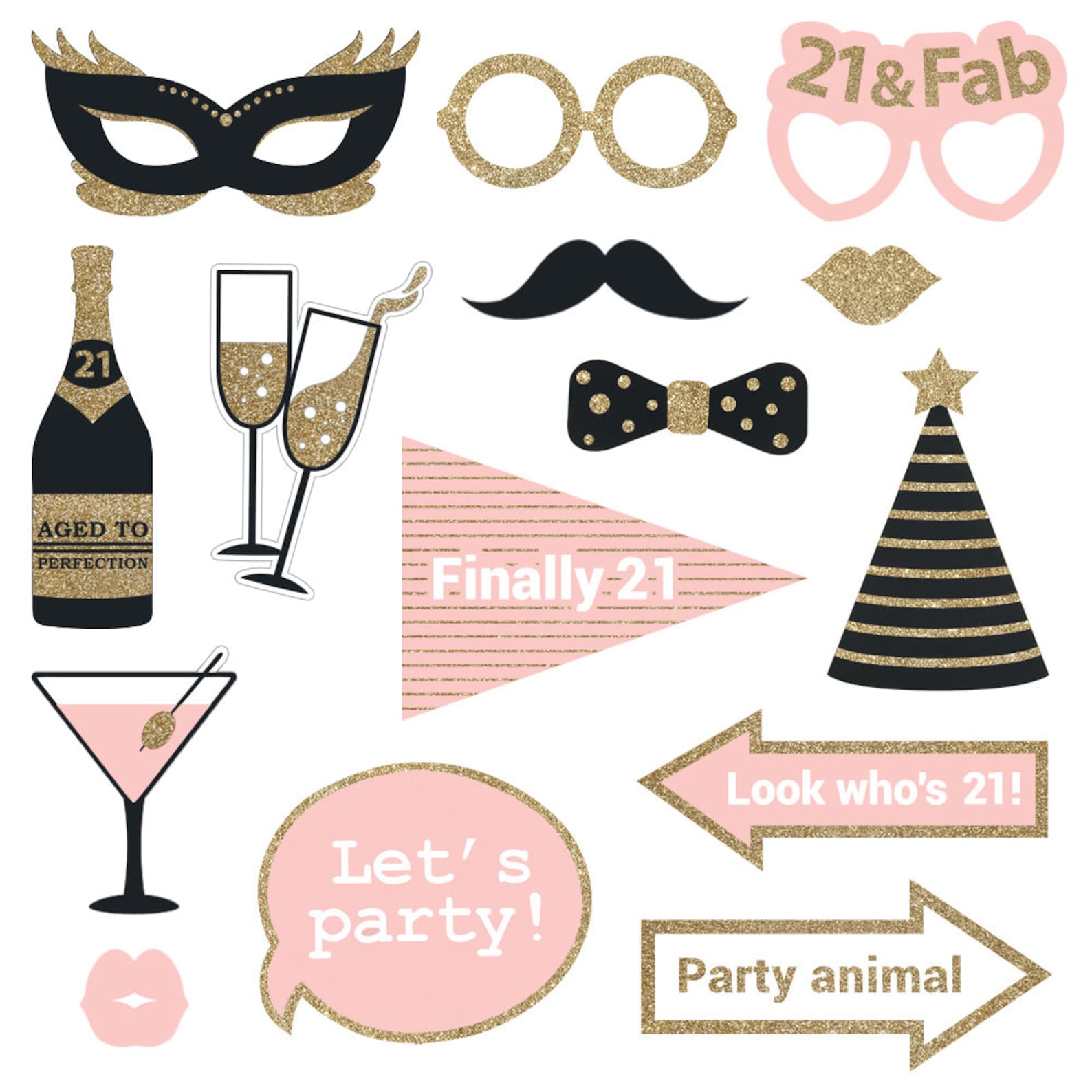 21st Photo Booth Props FULLY ASSEMBLED 21st Birthday Photo | Etsy