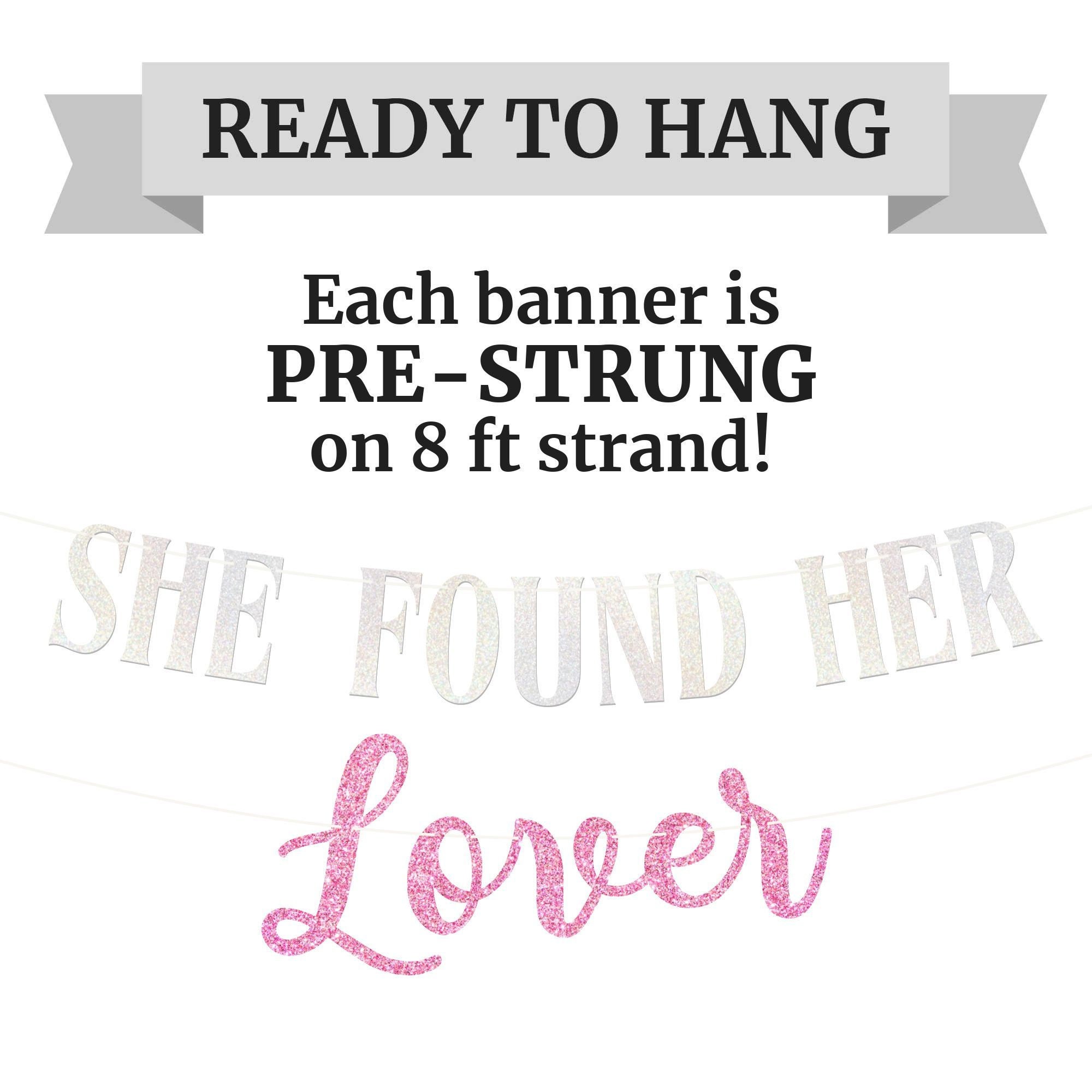 She Found Her Lover Banner - NO DIY - Pink Glitter Bachelorette Bridal ...