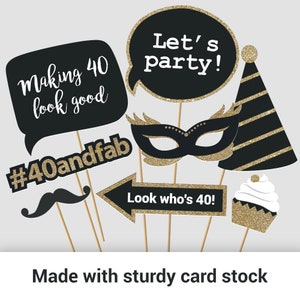 40th Photo Booth Props | FULLY ASSEMBLED | 40th Birthday Photo Booth ...