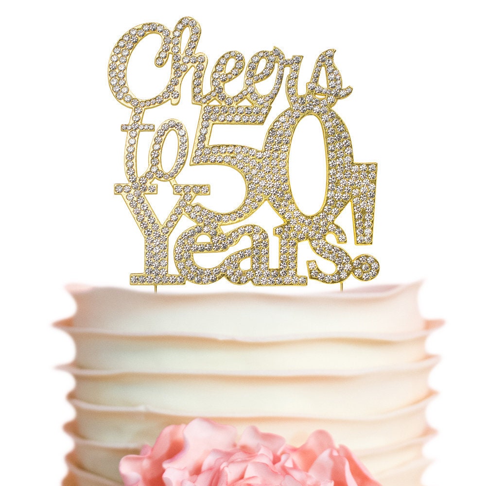50 Cake Topper GOLD Cheers to 50 Years Cake Topper 50th - Etsy