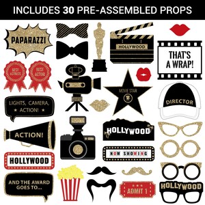 Hollywood Photo Booth Props | FULLY ASSEMBLED | Hollywood Movie Party ...