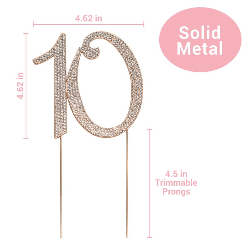 10 Birthday Cake Topper ROSE GOLD 10th Birthday or - Etsy