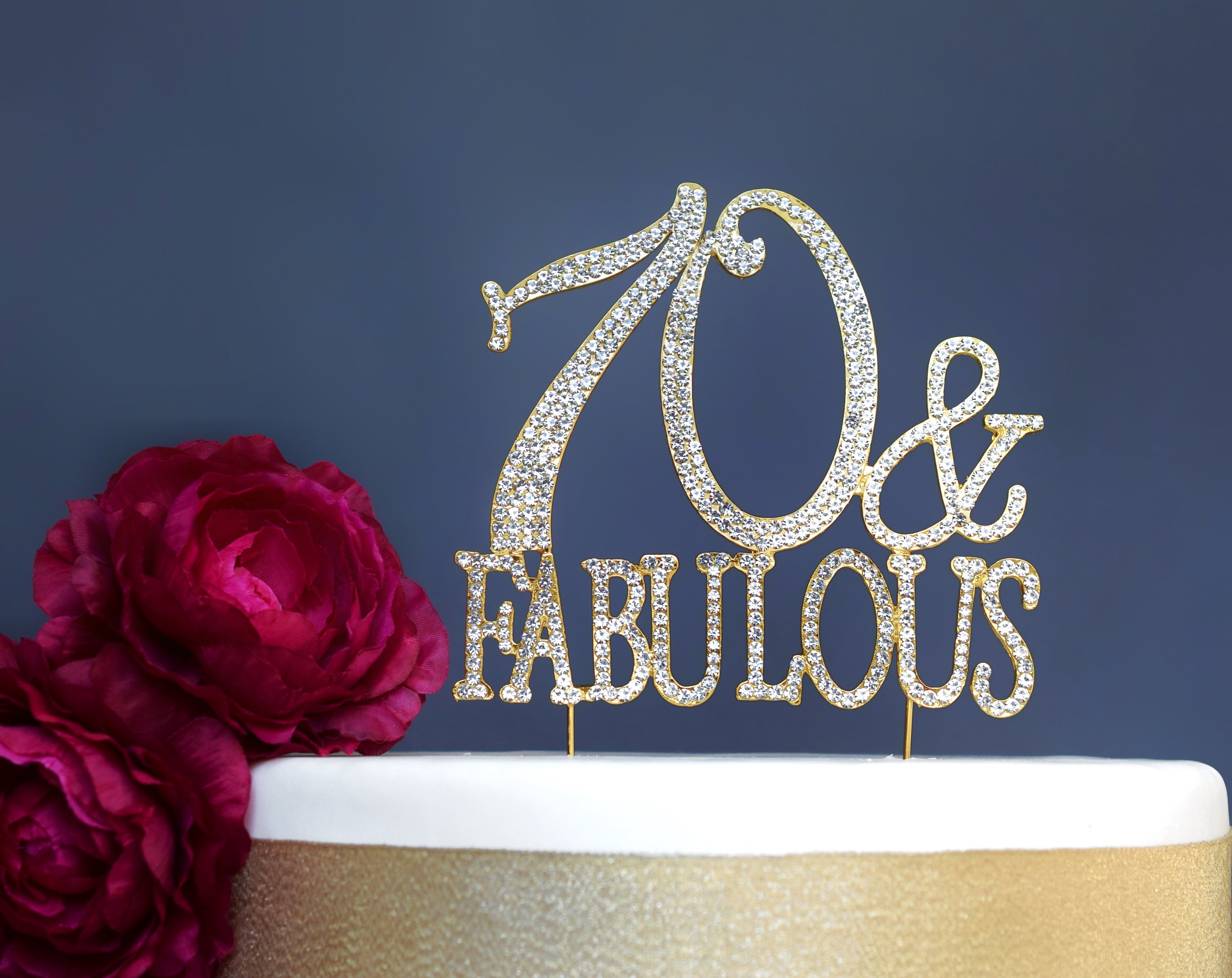 70 Birthday Cake Topper GOLD 70 and Fabulous Fun 70th | Etsy