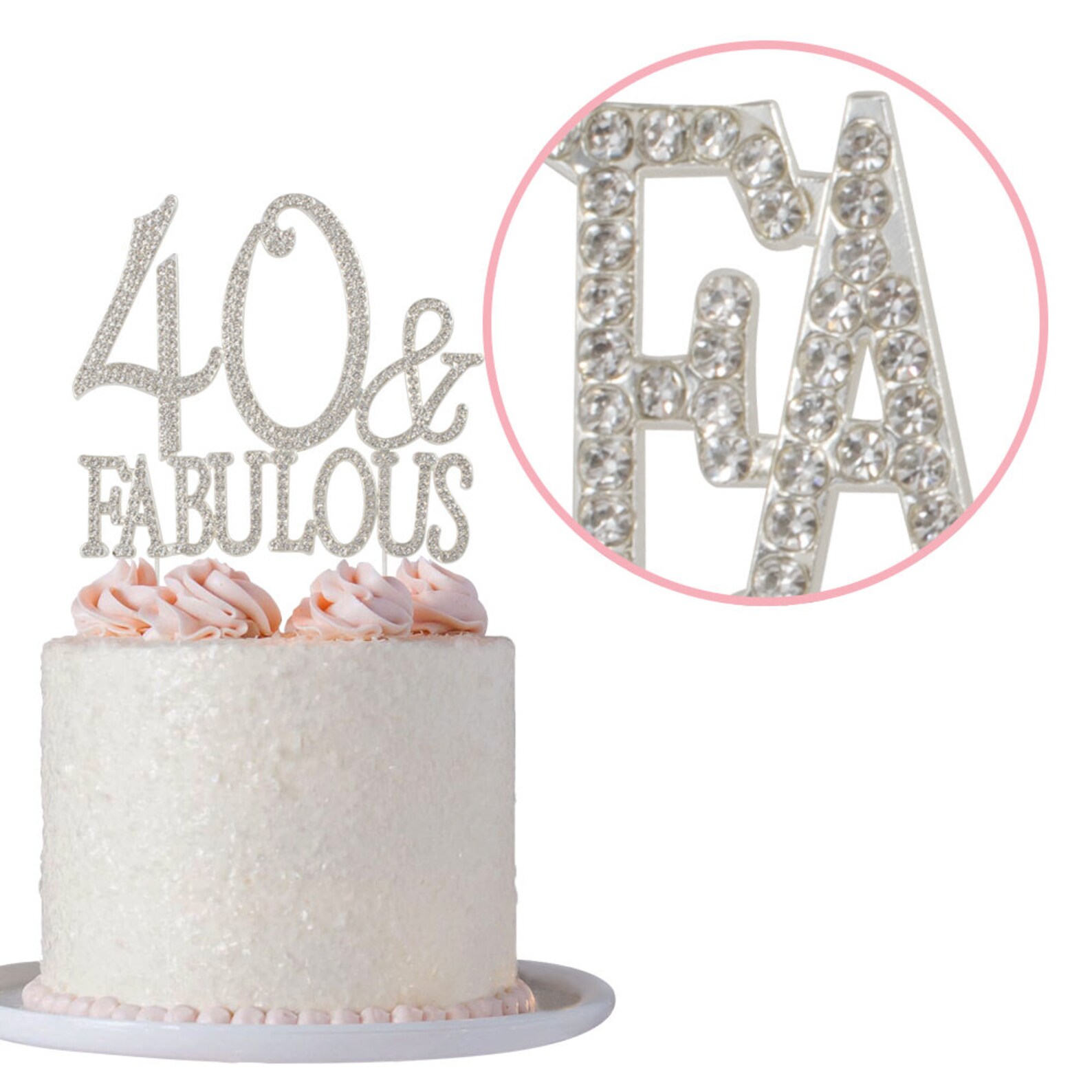 40 Birthday Cake Topper 40 and Fabulous SILVER 40 Sparkly | Etsy