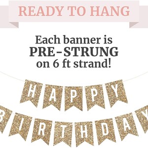Pre-strung Happy Birthday Banner | Gold Banner on 6 Ft String | Real ...