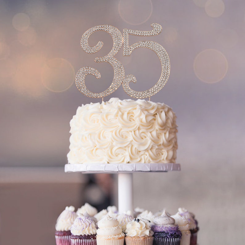 35 ROSE GOLD Birthday Cake Topper Premium Crystal - Etsy