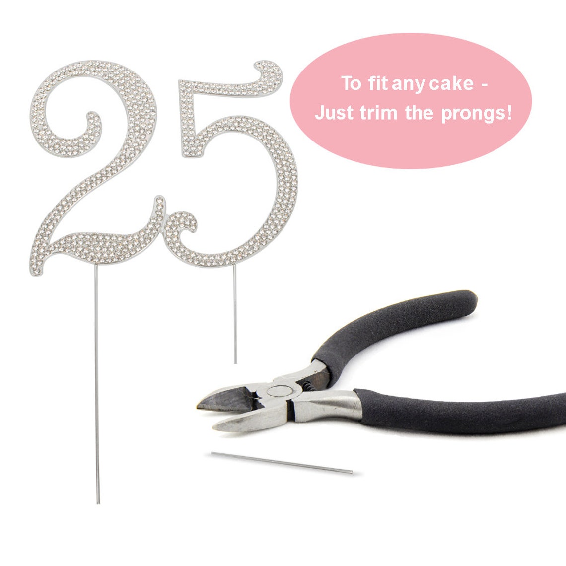 25 Birthday or Anniversary Cake Topper SILVER 25th Birthday - Etsy