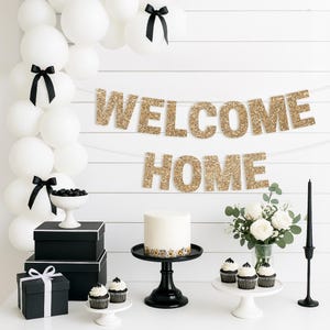 Pre-strung Welcome Home Banner - NO DIY - Gold Glitter Welcome Home ...