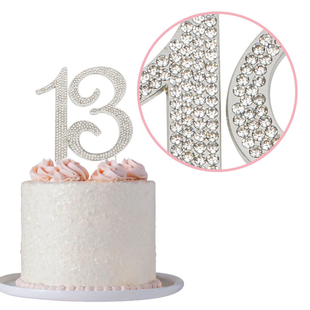 13 Birthday Cake Topper | SILVER Number Thirteen | 13th Birthday Party ...