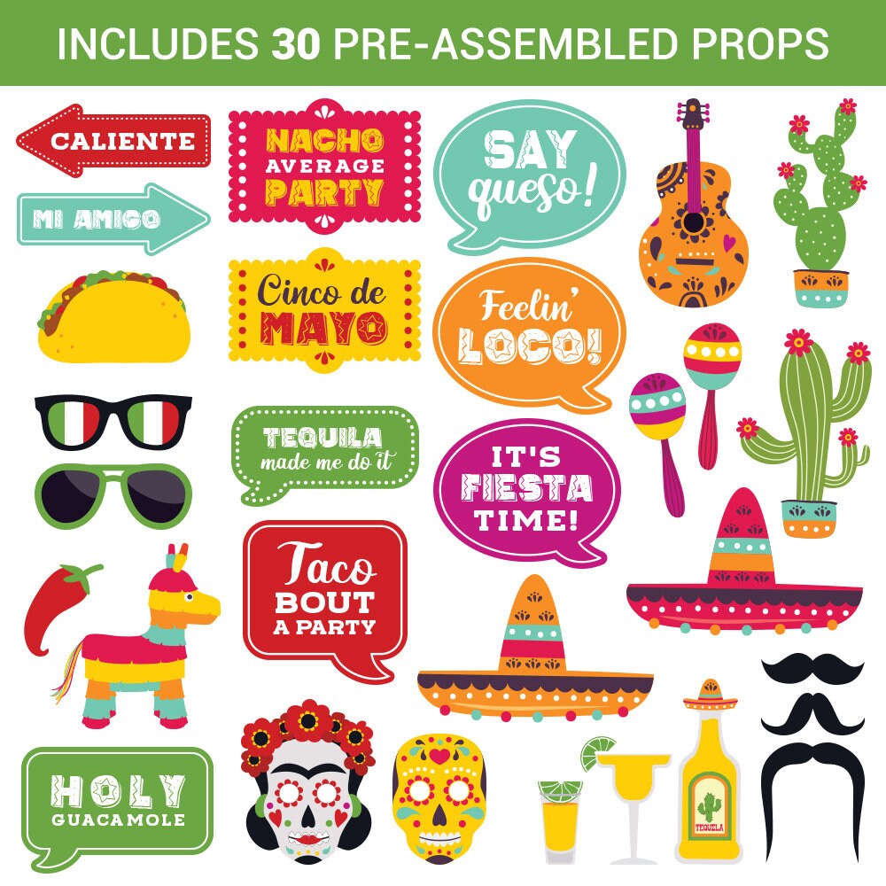 Fiesta Photo Booth Props FULLY ASSEMBLED Mexican Fiesta | Etsy