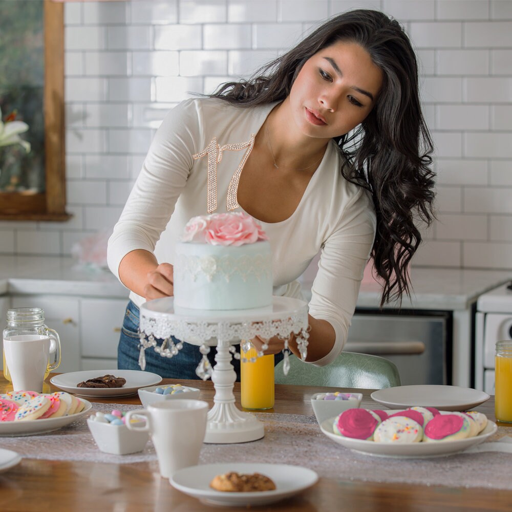 17 ROSE GOLD Birthday Cake Topper Number Seventeen Sparkly | Etsy