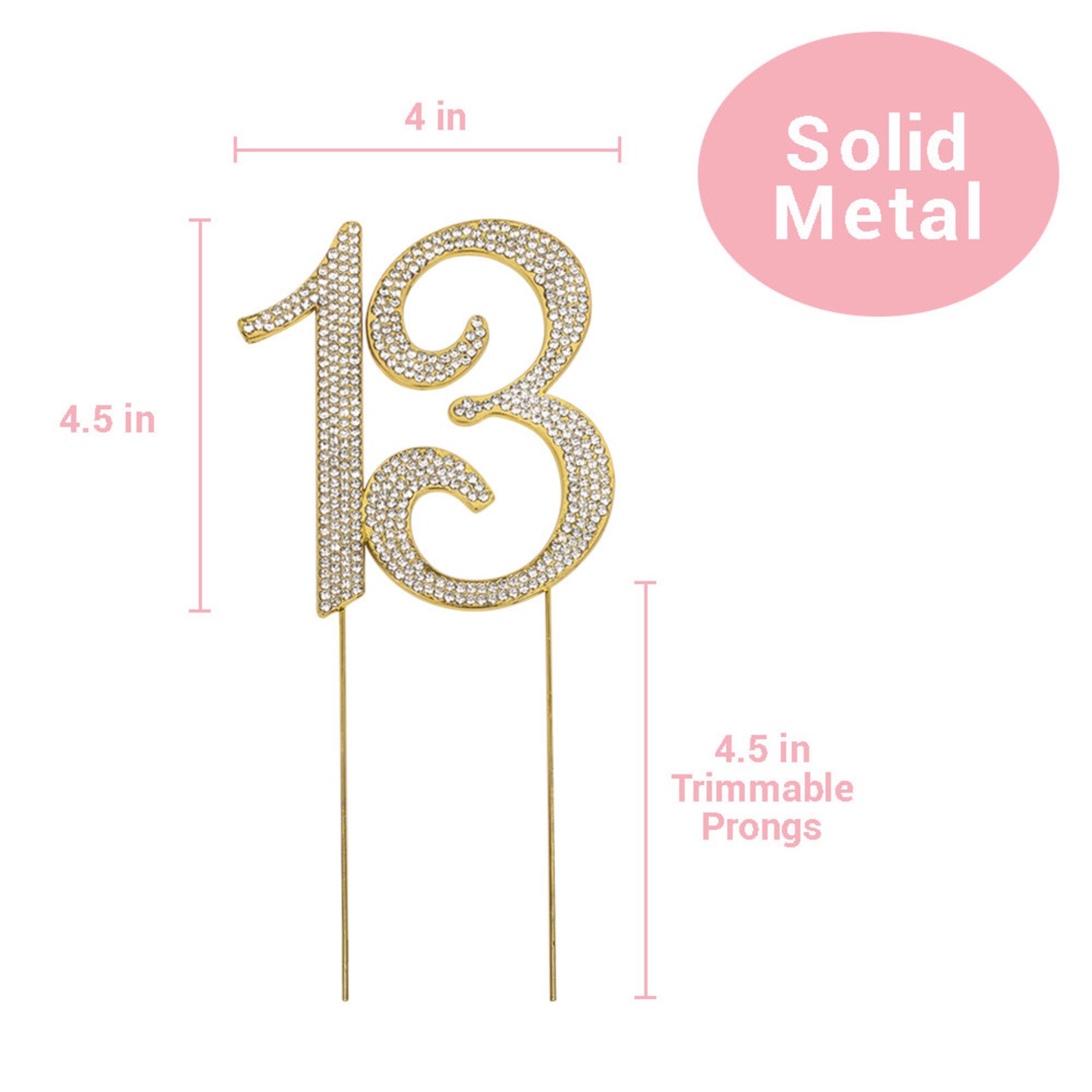 13 Birthday Cake Topper GOLD 13th Birthday Number 13 Cake - Etsy