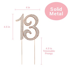 13 Birthday Cake Topper - ROSE GOLD Number Thirteen Cake Topper - 13th ...
