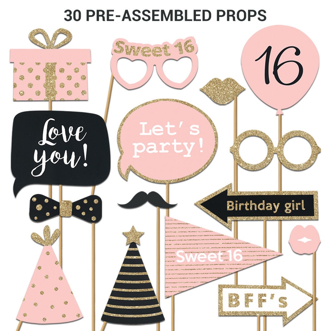 Sweet 16 Photo Booth Props | FULLY ASSEMBLED | 16th Birthday Photo ...
