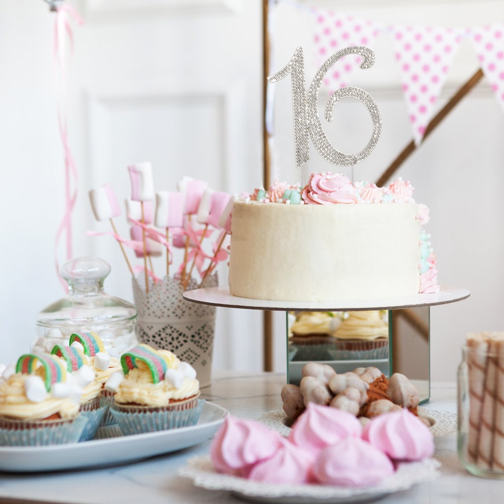 16 Birthday Cake Topper SILVER 16th Birthday Party - Etsy