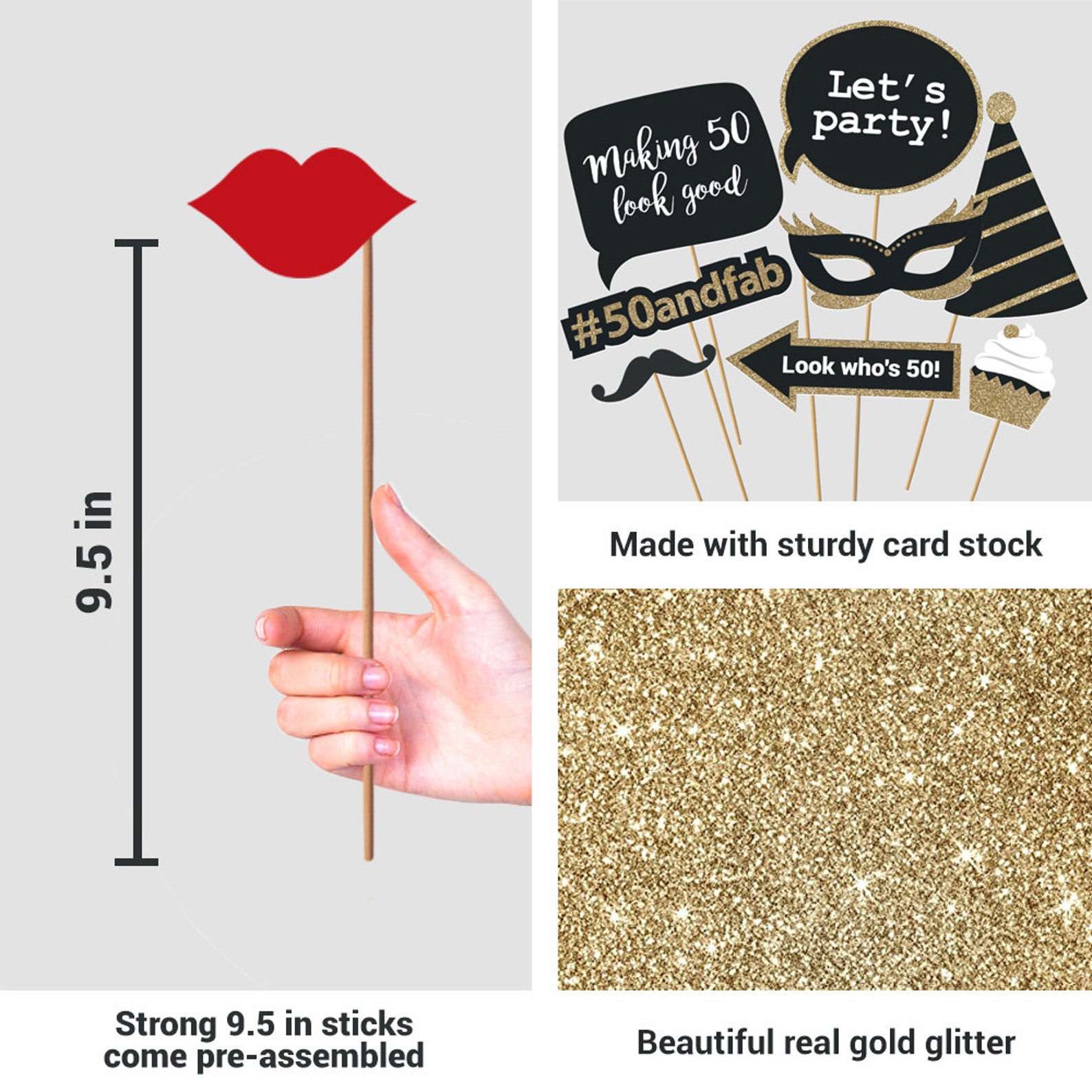 50th Photo Booth Props FULLY ASSEMBLED 50th Birthday Photo Booth Props ...