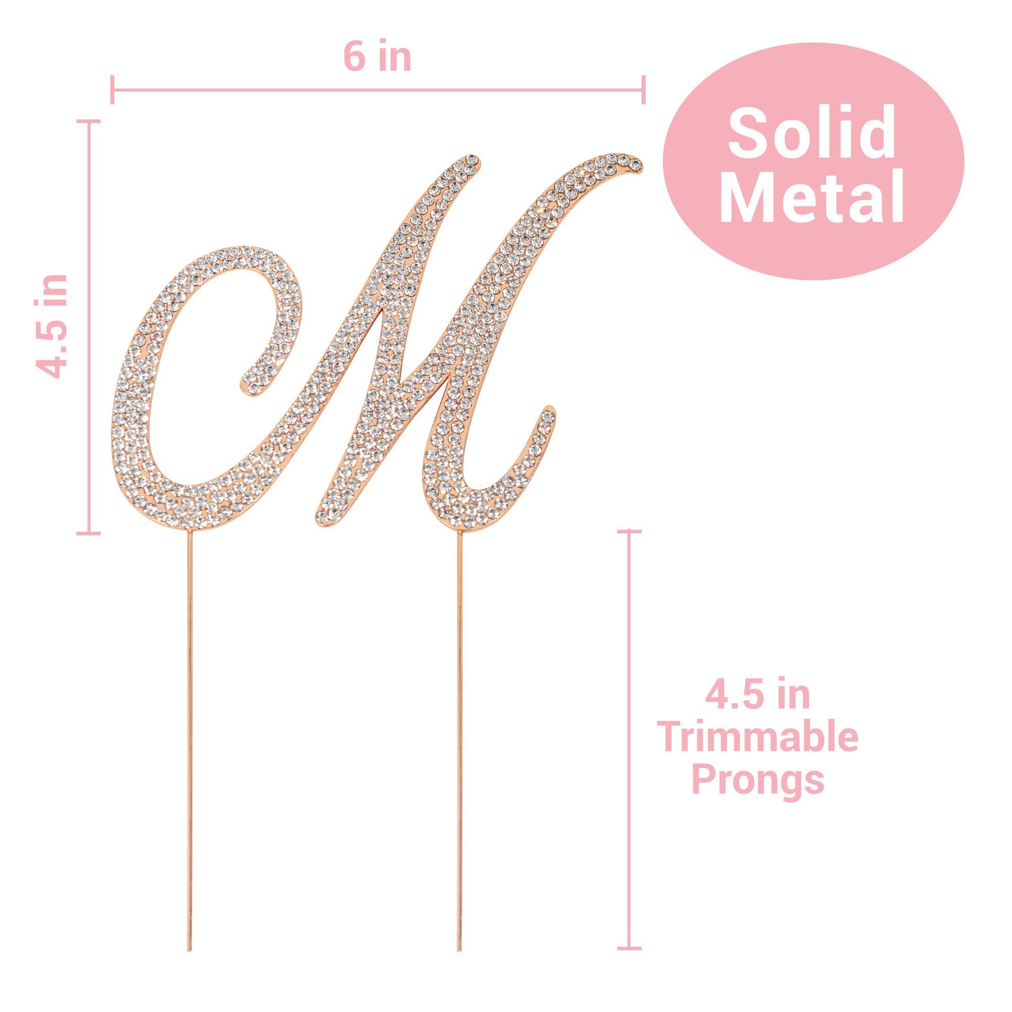 Letter "m" Birthday Cake Topper | M Wedding Cake Topper | ROSE GOLD ...