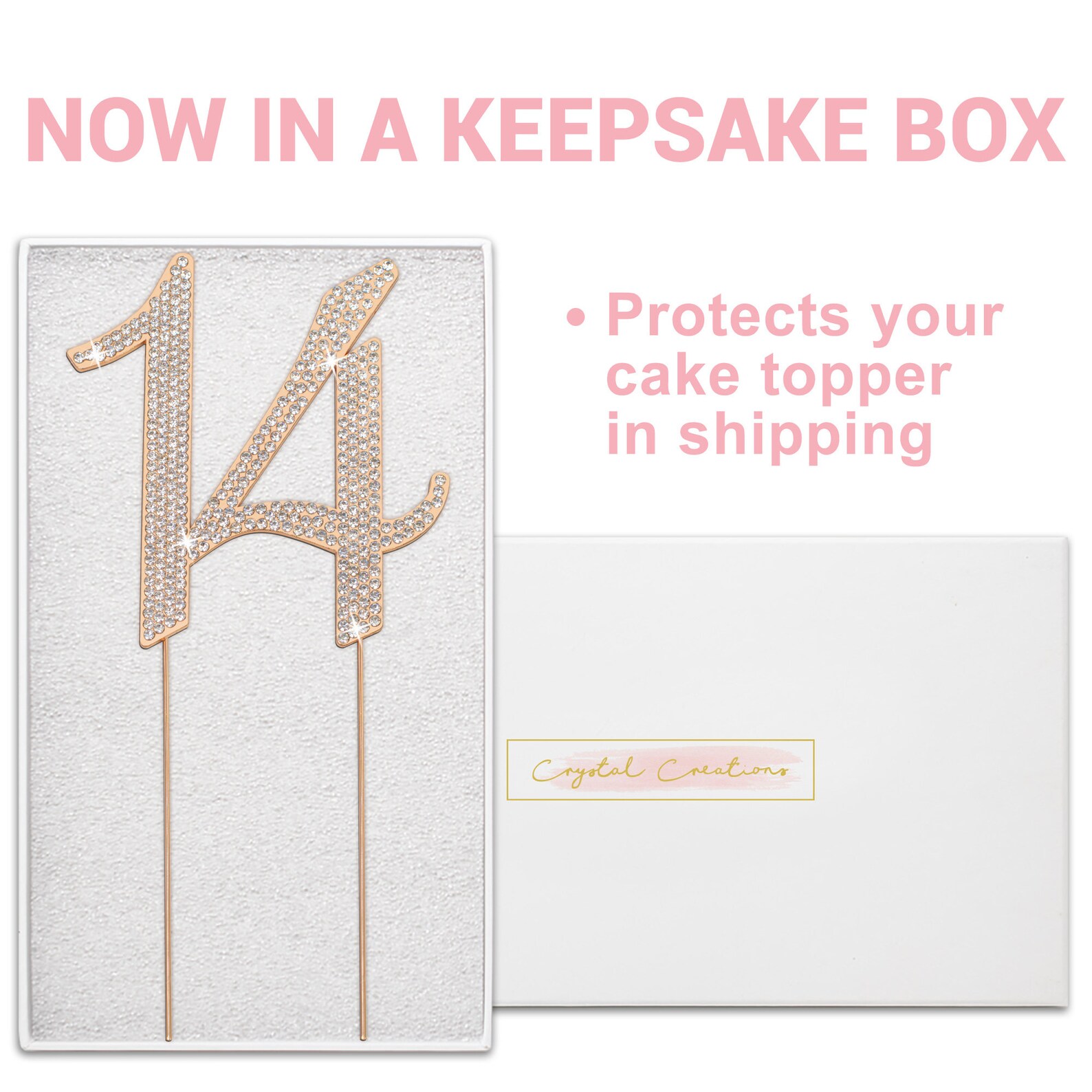 14 Cake Topper Premium Rose Gold Metal 14th Birthday Party - Etsy