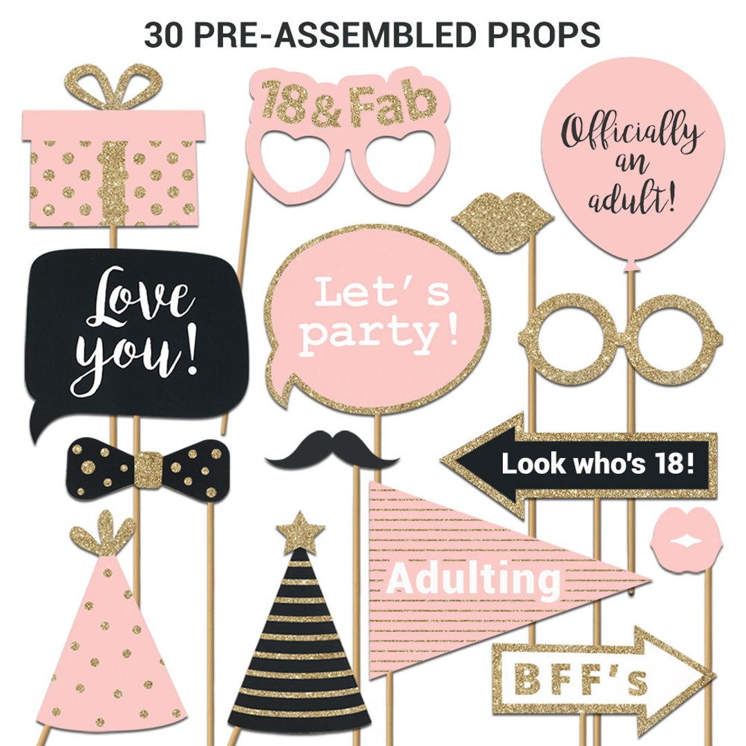 18th Photo Booth Props | FULLY ASSEMBLED | 18th Birthday Photo Booth ...