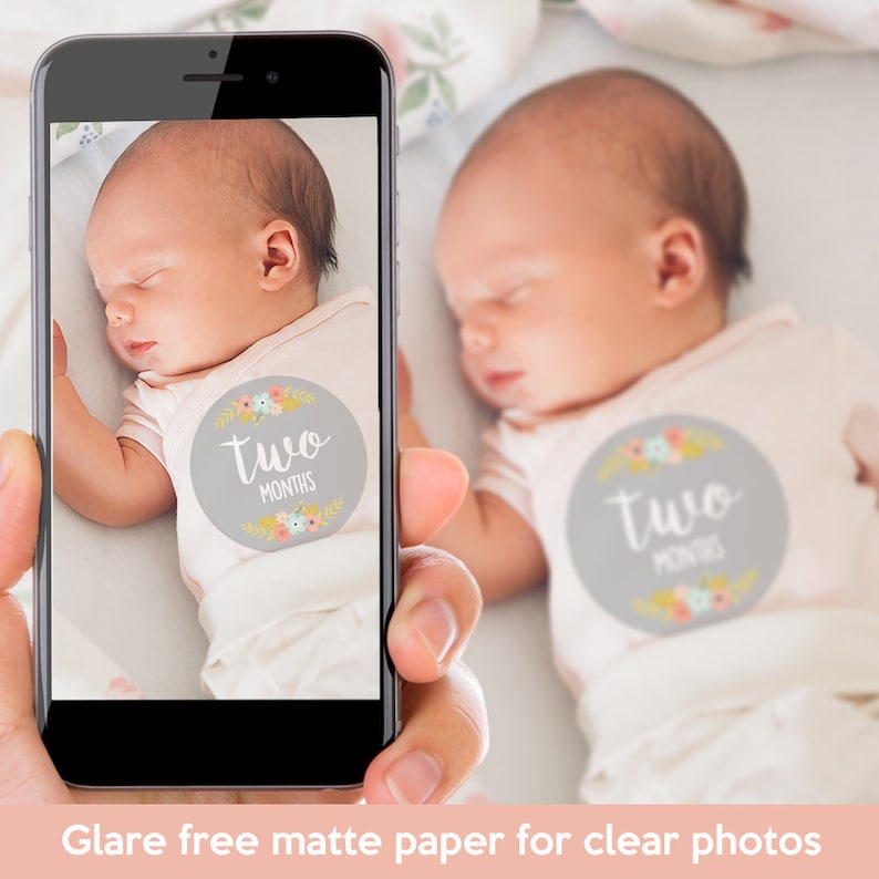 Baby Monthly Stickers | Floral Baby Milestone Stickers | Newborn Girl ...