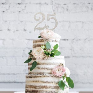 25 Birthday or Anniversary Cake Topper | SILVER 25th Birthday ...