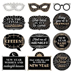 New Years Eve Photo Booth Props | FULLY ASSEMBLED | Real Gold and ...