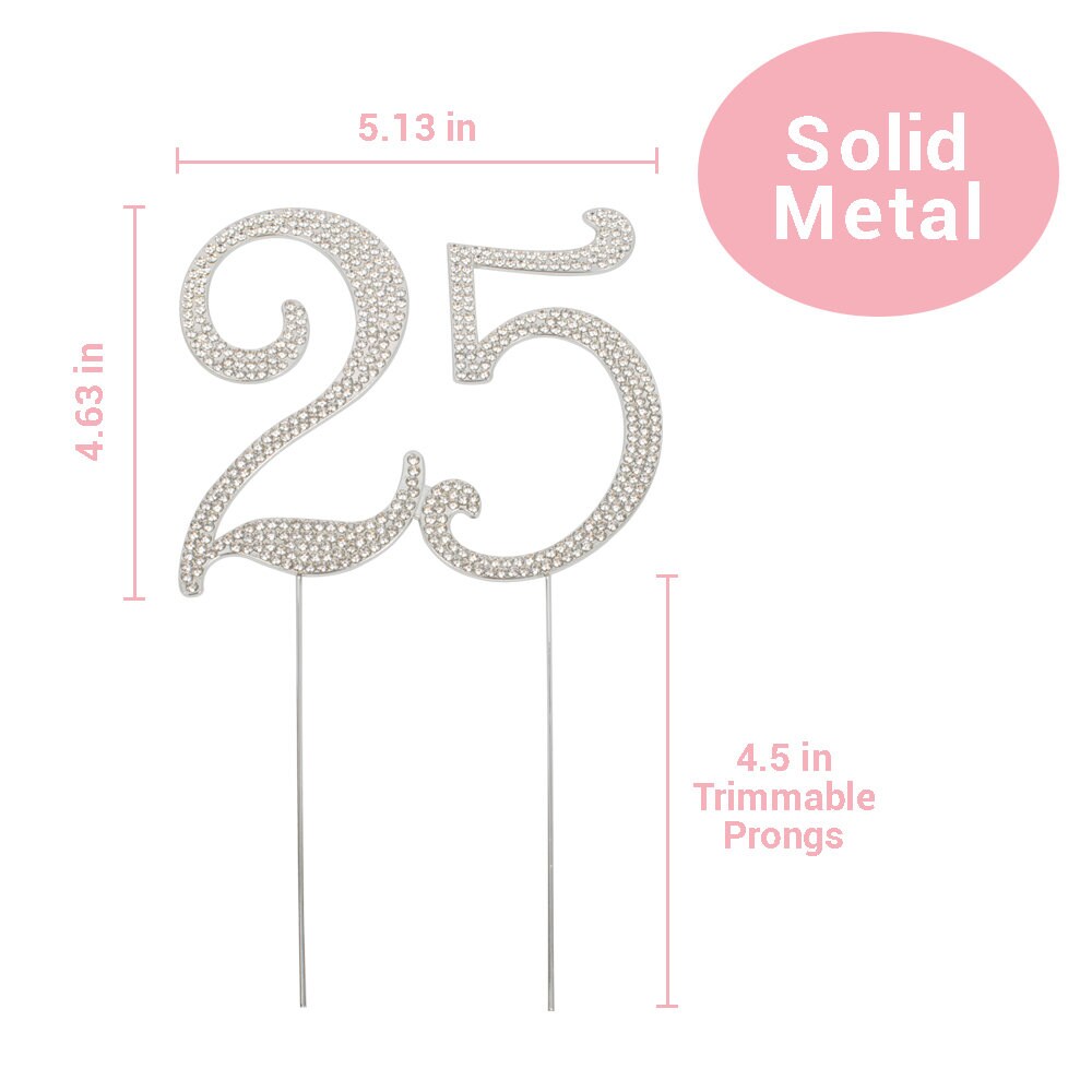 25 Birthday or Anniversary Cake Topper SILVER 25th Birthday | Etsy