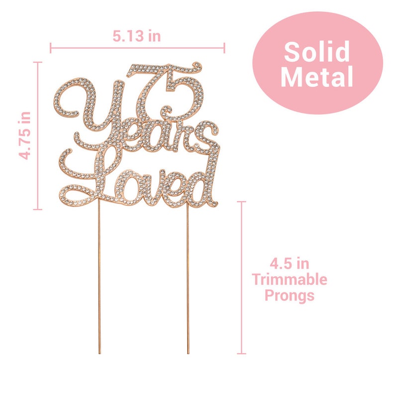 75 Birthday Cake Topper 75 Years Loved ROSE GOLD 75th - Etsy