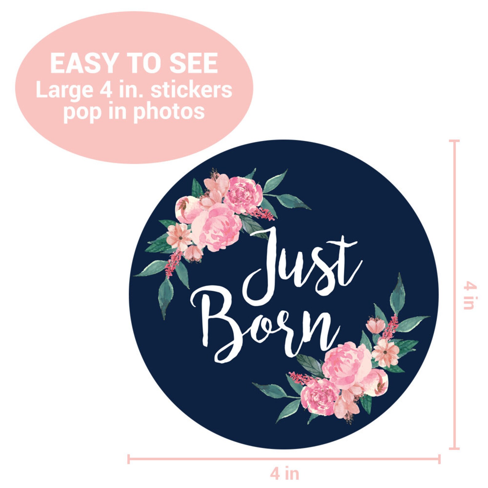 Baby Monthly Stickers Navy Floral Baby Milestone Stickers set of 24 ...
