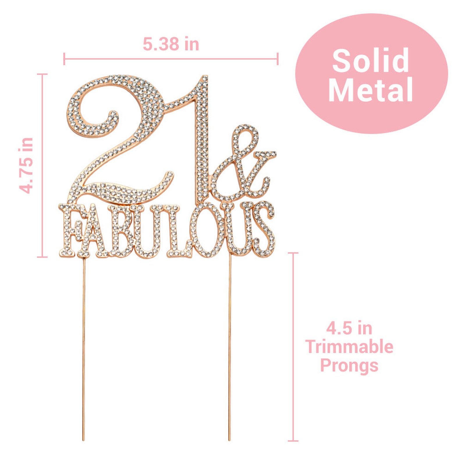 21 Birthday Cake Topper 21 & Fabulous ROSE GOLD Cake Topper - Etsy