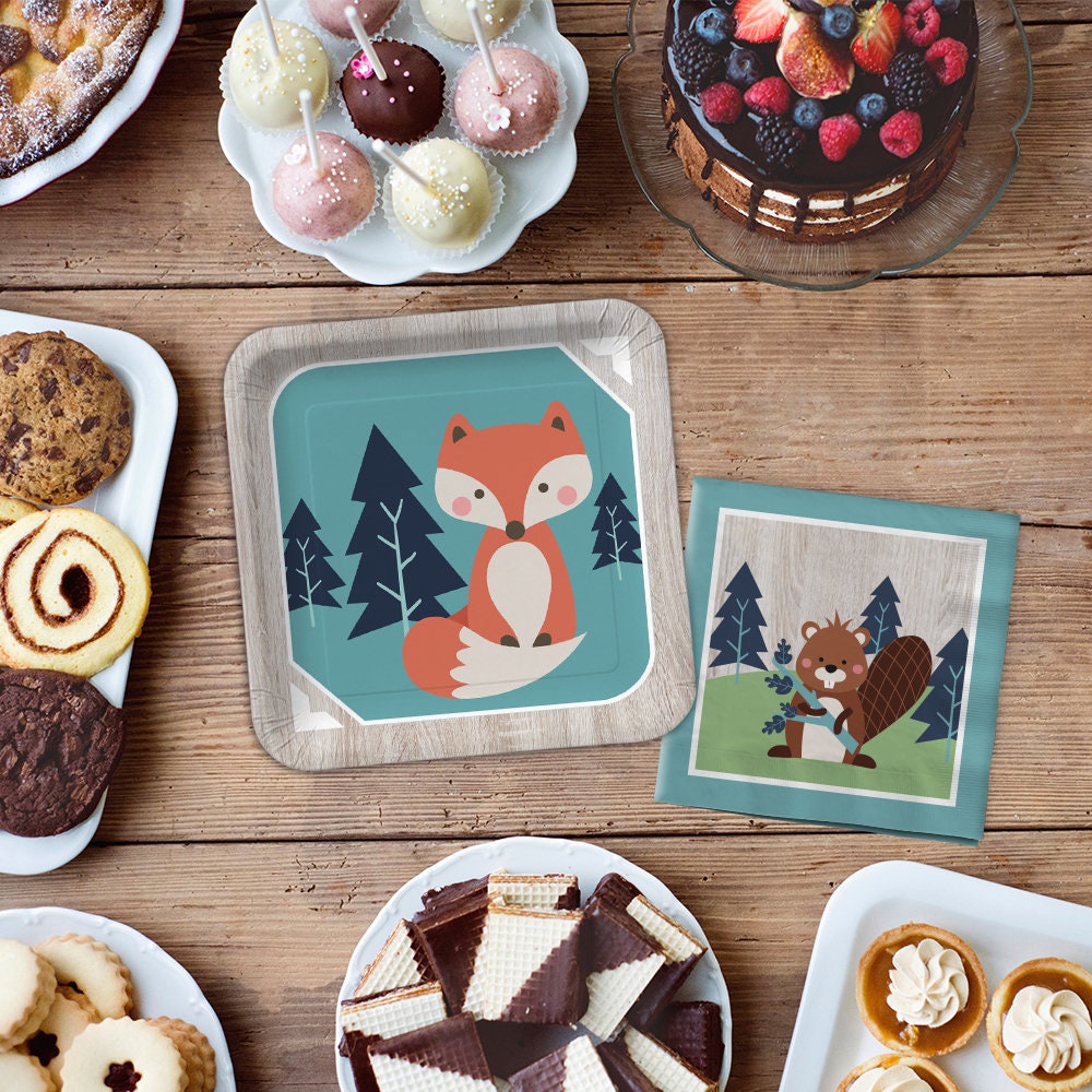 Woodland Animals Birthday Party Supplies 24 GUESTS - Etsy