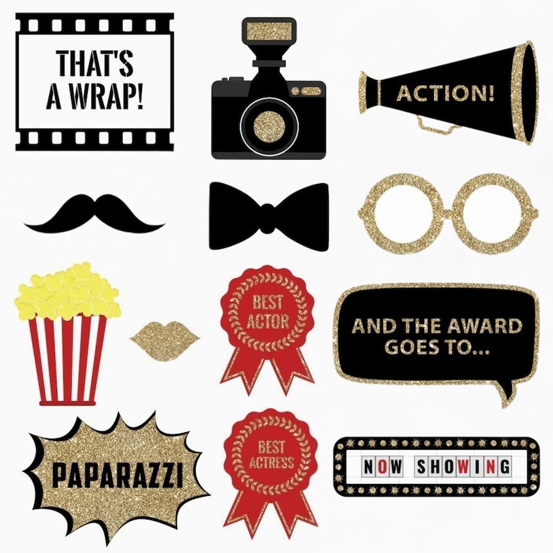 Hollywood Photo Booth Props | FULLY ASSEMBLED | Hollywood Movie Party ...