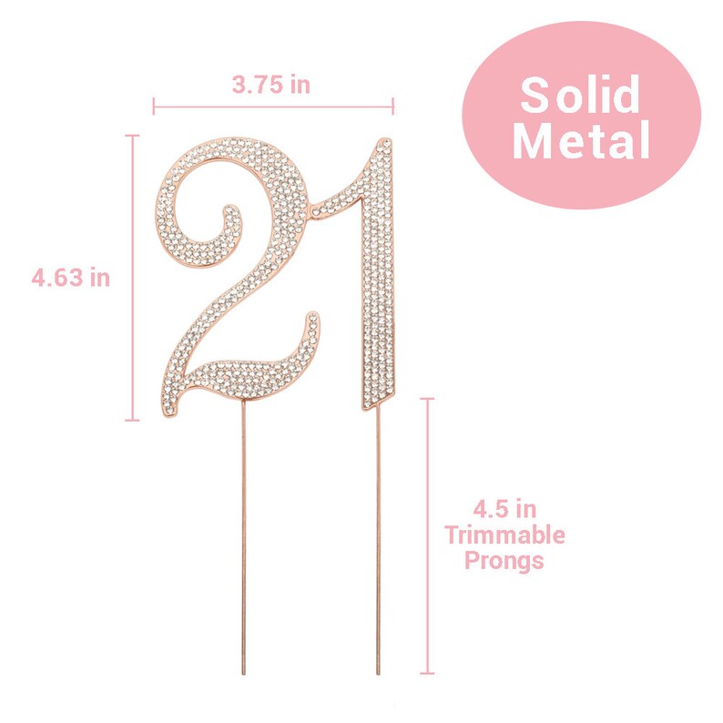 21 Birthday Cake Topper | 21st ROSE GOLD Cake Decoration Ideas | Number ...