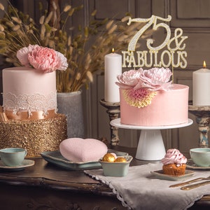 75 Birthday Cake Topper GOLD 75 and Fabulous Sparkly Rhinestones Number ...