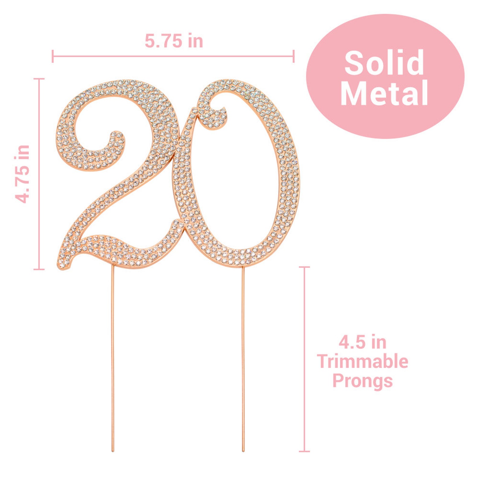 20 Birthday Cake Topper ROSE GOLD Number Twenty Cake Topper - Etsy
