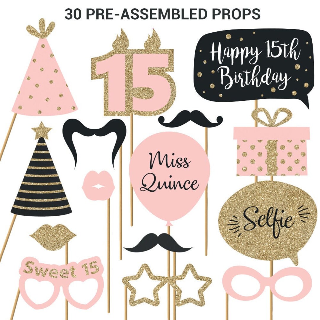 15th Birthday Photo Booth Props | FULLY ASSEMBLED | 15th Birthday Photo ...
