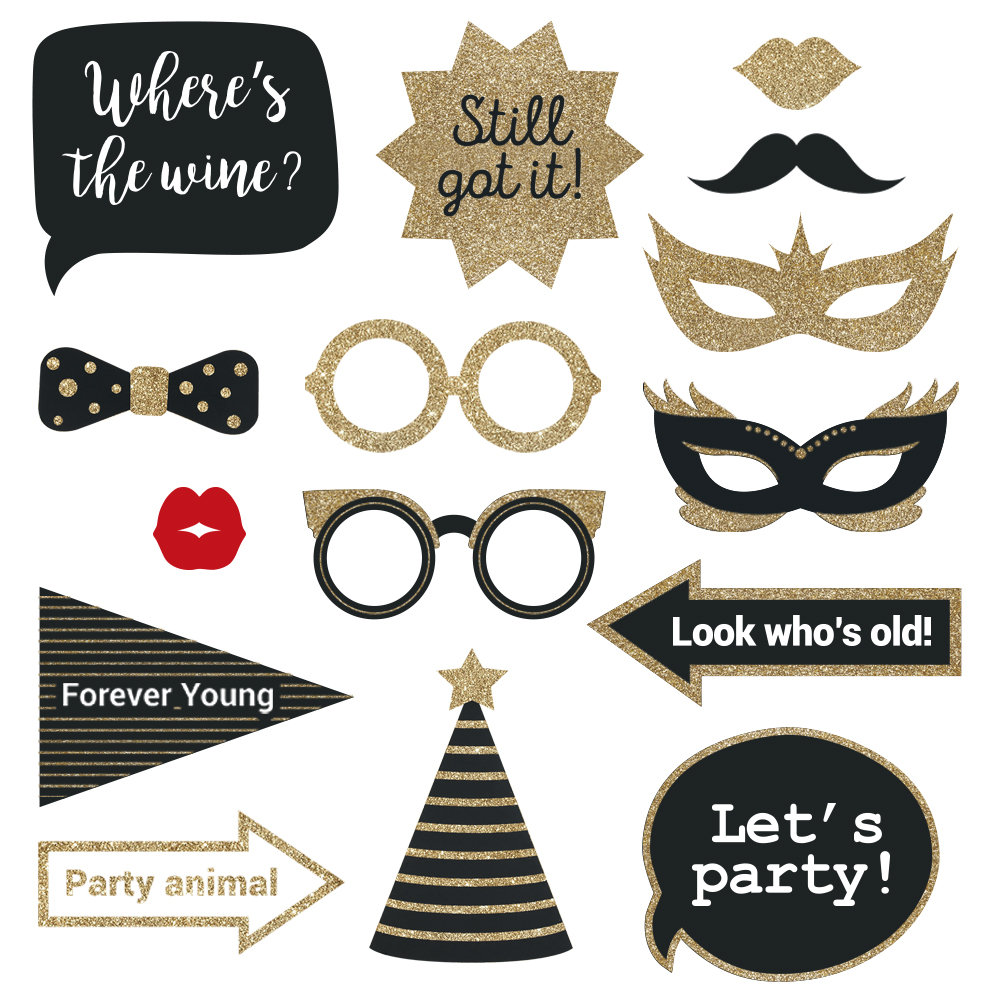 Birthday Photo Booth Props | FULLY ASSEMBLED | Real Glitter | Birthday ...