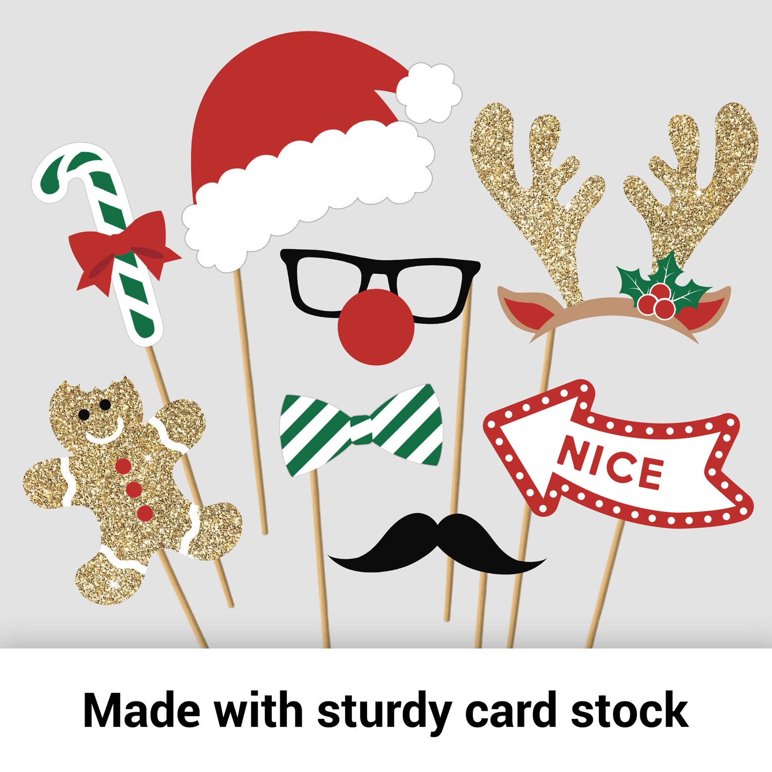 Christmas Photo Booth Props | FULLY ASSEMBLED | Red, Green, and Gold ...