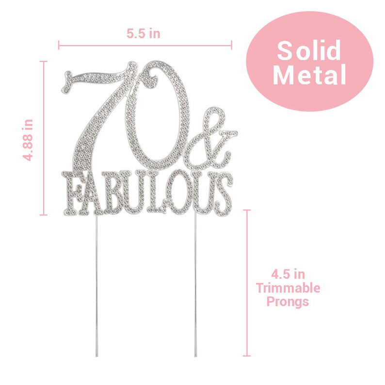 70 Birthday Cake Topper SILVER 70 & Fabulous 70th Birthday - Etsy